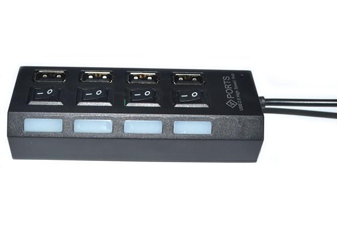4 Ports USB Hubb 2.0 High Speed Hub On/Off Switch med LED Lampa | CDON