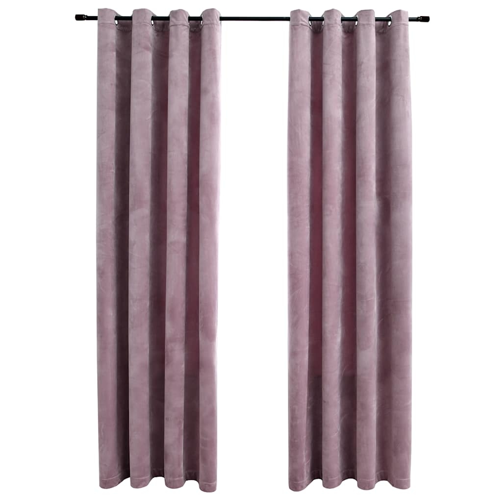 vidaXL Lystette gardiner med ringer 2 stk fløyel antikk rosa 140x245 cm ...