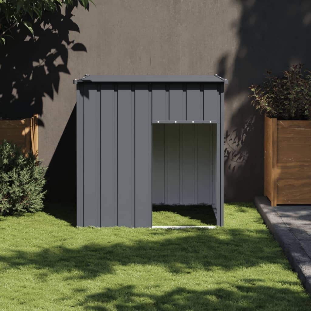 vidaXL Hundkoja med tak antracit 110x103x109 cm galvaniserat stål | CDON