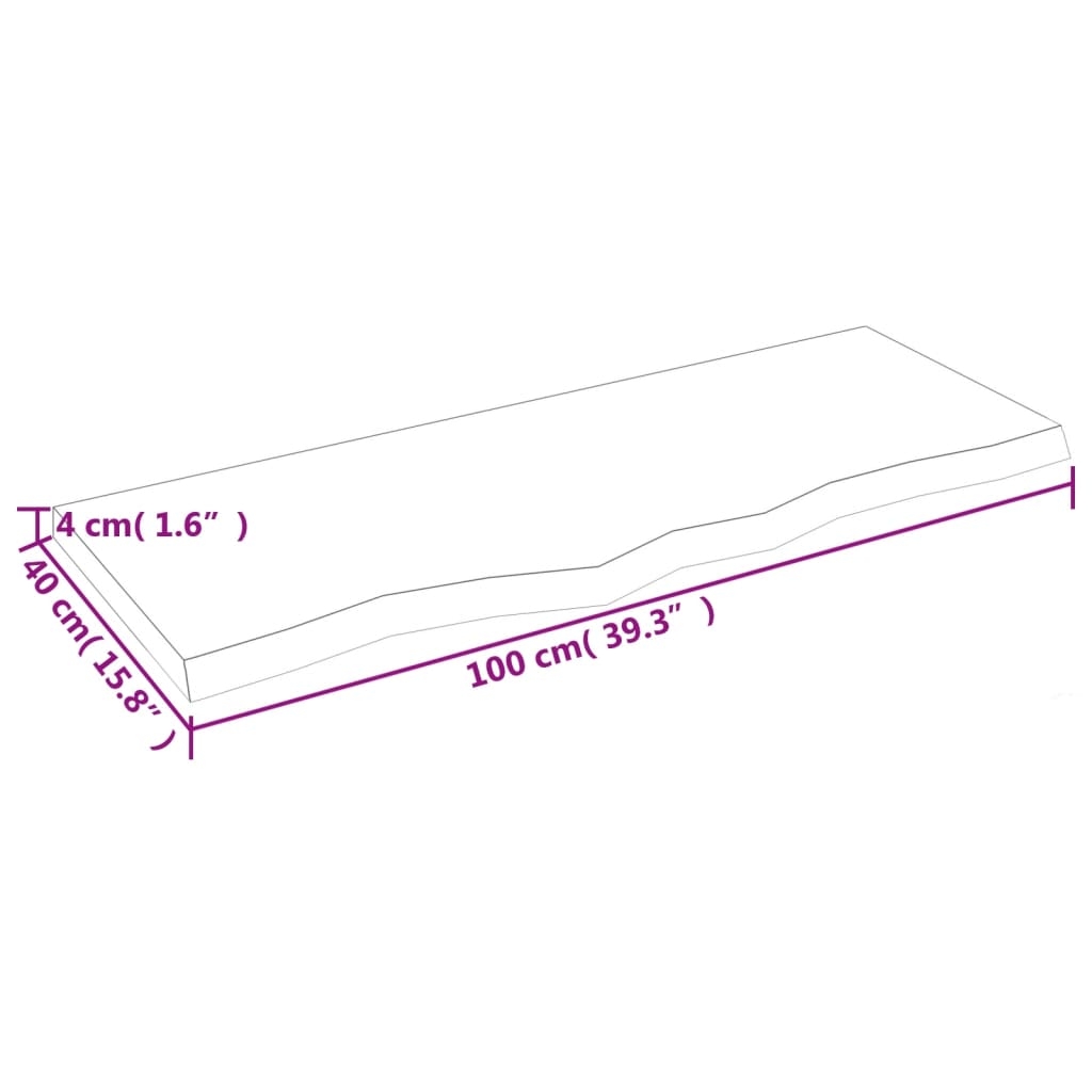 vidaXL Benkeplate til bad 100x40x(2-4) cm ubehandlet heltre | CDON
