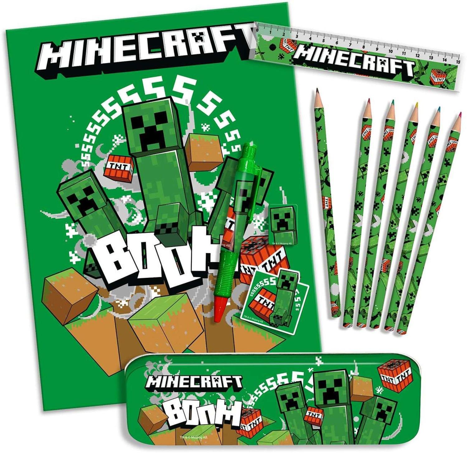 Minecraft Boom Skrivset – Komplett set i fodral | CDON