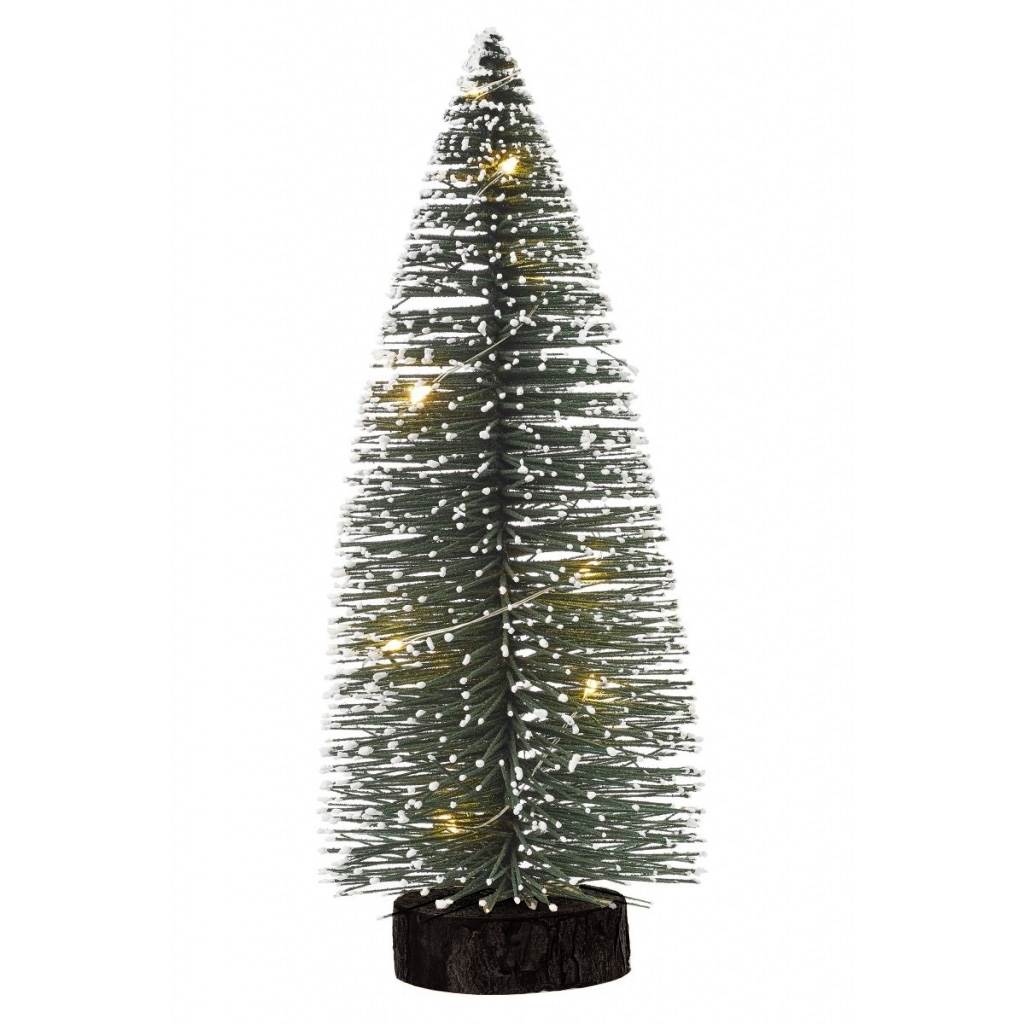 Miniatyr Julgran med Snö och Ledbelysning 10 st Lampor - 20 cm | CDON