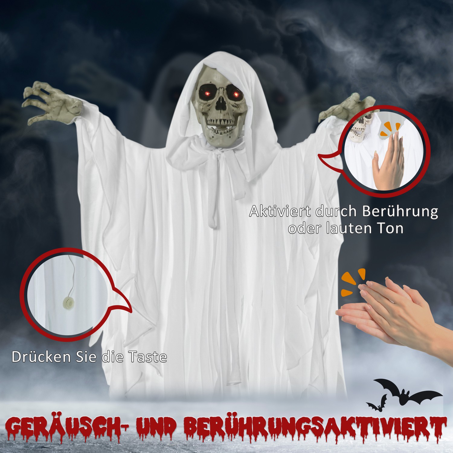 Aurinkoinen 153 Cm Halloween-Koristelu Kauhu Ghost Riippuva Luuranko ...