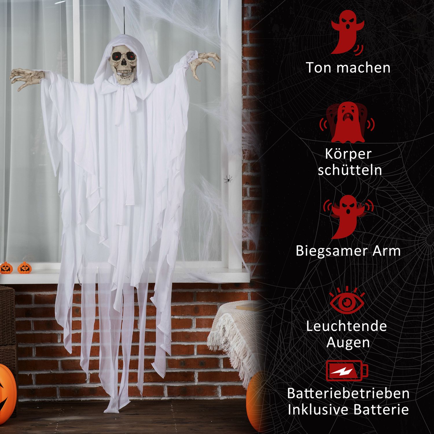 Aurinkoinen 153 Cm Halloween-Koristelu Kauhu Ghost Riippuva Luuranko ...