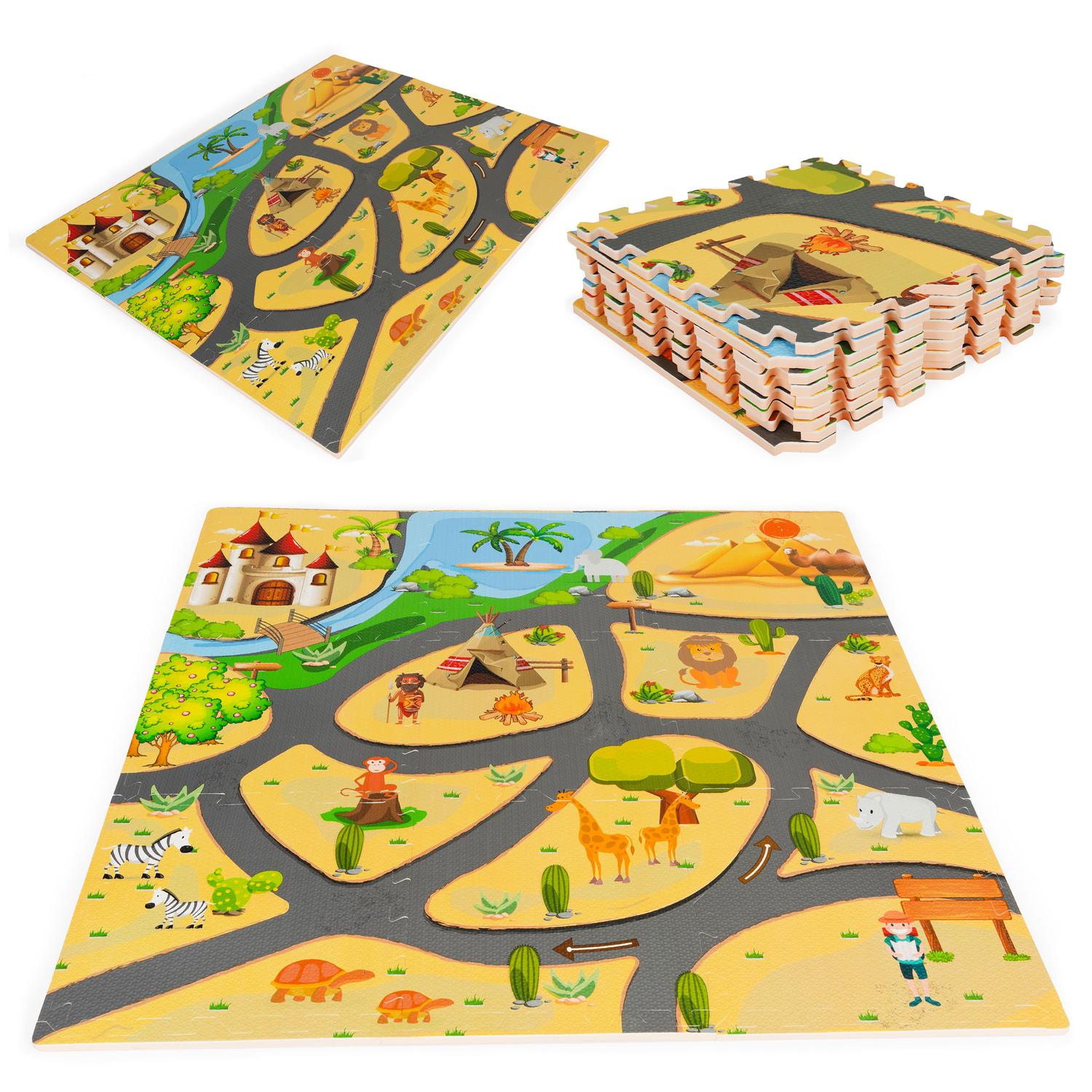 Skummatte for barn safaripuslespill 9el 93x93cm | CDON