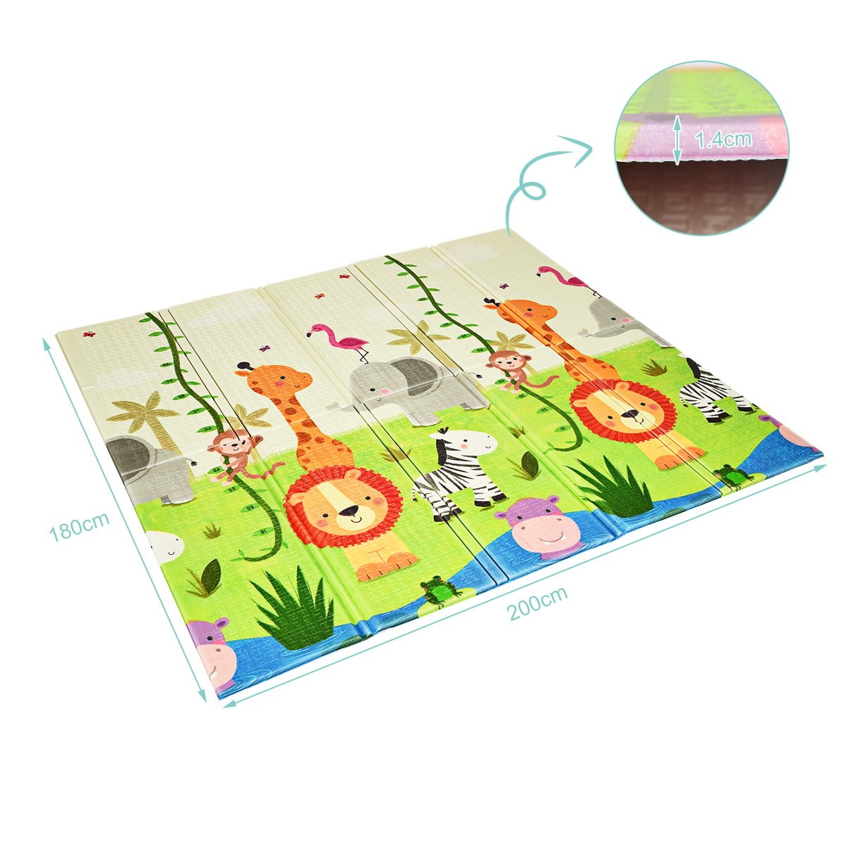 Babykrypmatta lekmatta hopfällbar babymatta dubbelsidig lekmatta grön ...