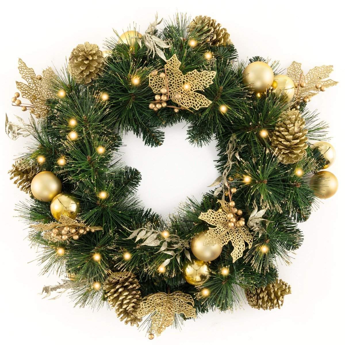 60 cm kunstig julekrans med 35 LED-lys | CDON