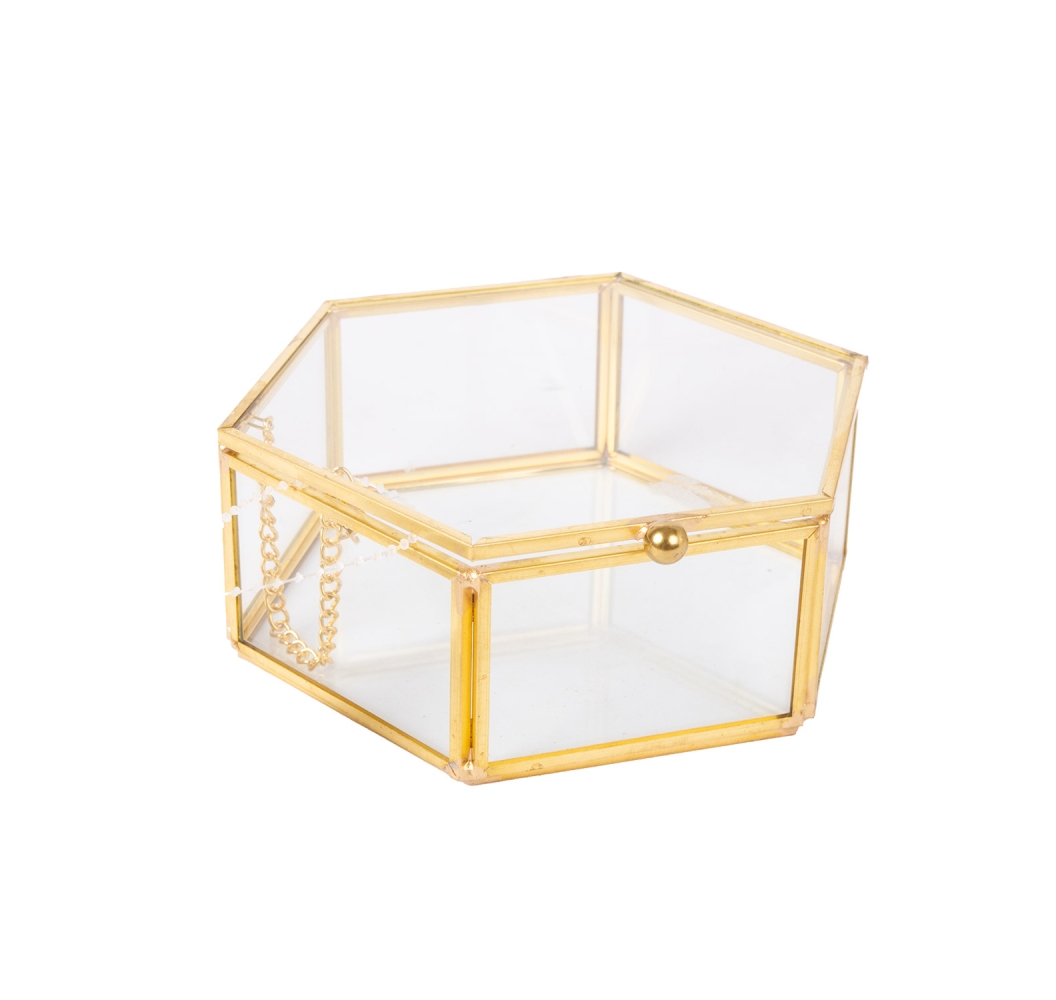 Glaslåda BERYL 15x9xH5cm, gyllene | CDON