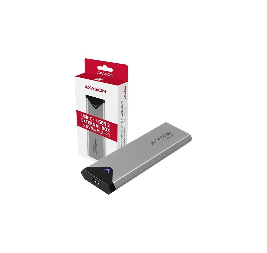 AXAGON, Extern SuperSpeed+ USB-C metalllåda för M.2 NVMe SSD-diskar med ...