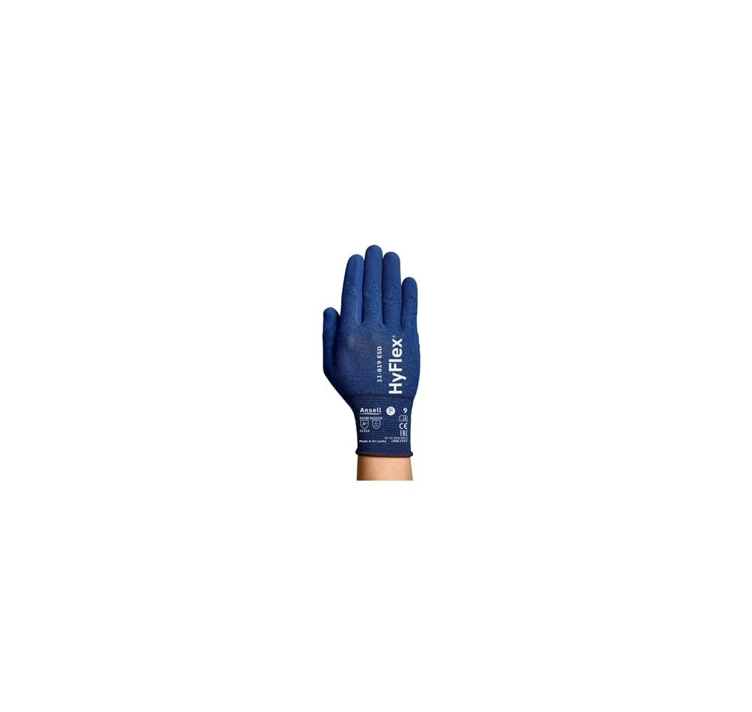 Skyddshandskar Ansell HyFlex 11-819 ESD, storlek 11. Tunn nylon ...