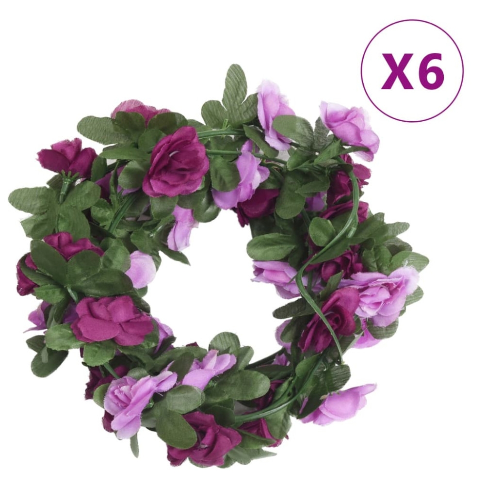 Julkransar med blommor 6 st lila 250 cm | CDON
