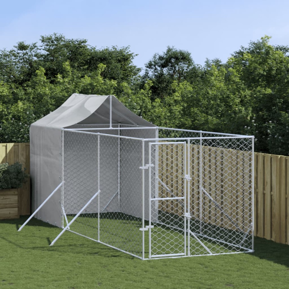 Hundgård med tak silver 2x6x2,5 m galvaniserat stål | CDON