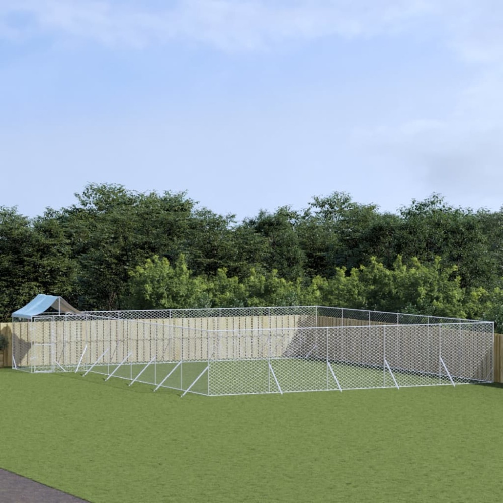 Hundgård med tak silver 12x12x2,5 m galvaniserat stål | CDON