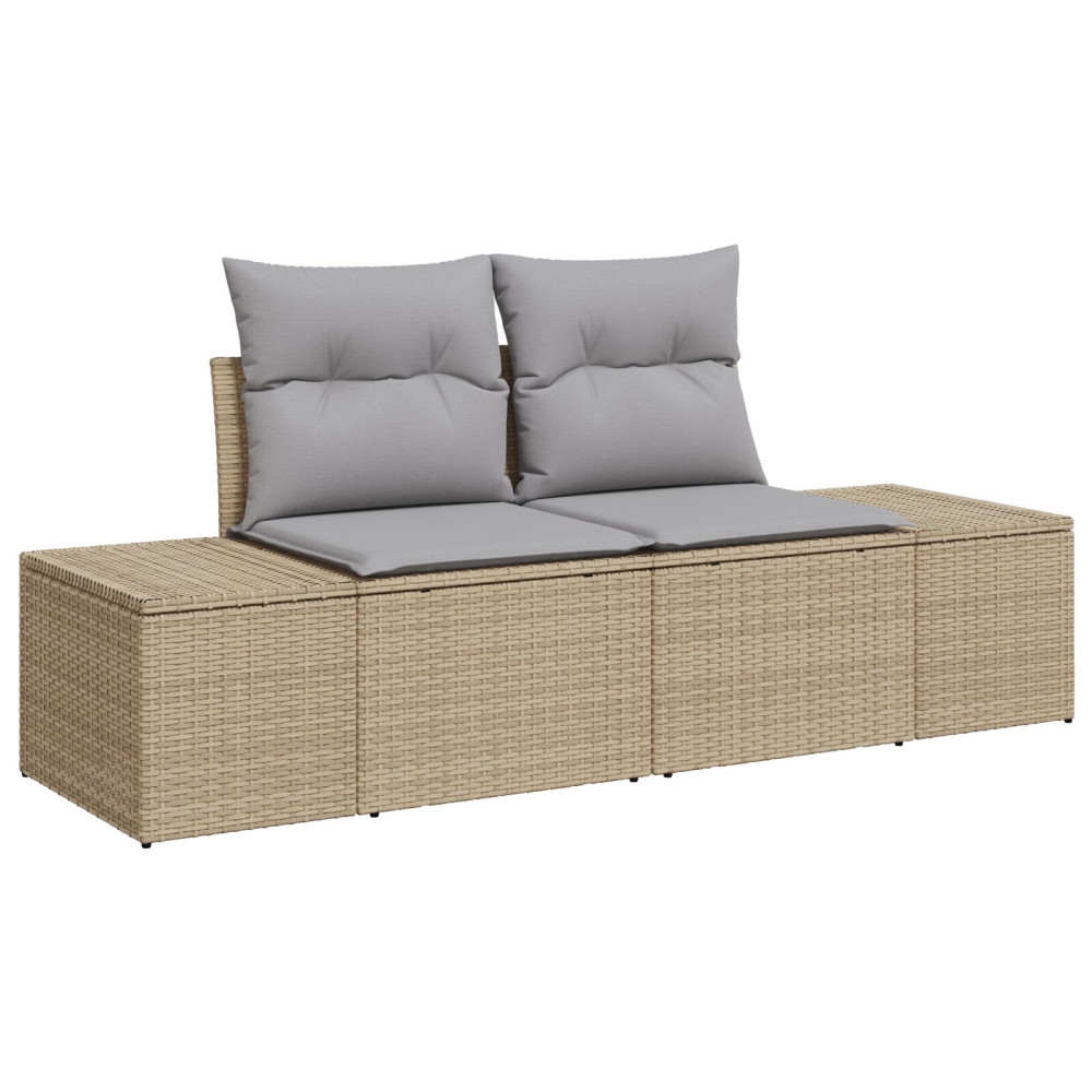 Trädgårdsoffset med lagring 7 pcs Beige Poly rattan | CDON