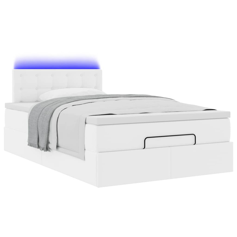 Ottoman sängram med madrass vit 120x200 cm konstläder | CDON
