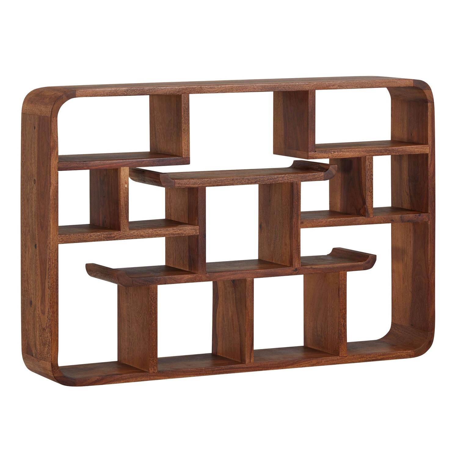 Rootz vägghylla 80x55x15 cm massiv sheesham trä hängande hylla modern ...