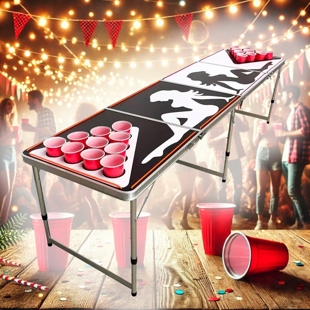 Beer Pong-bord med lys – kopper og baller inkludert (sammenleggbart) | CDON